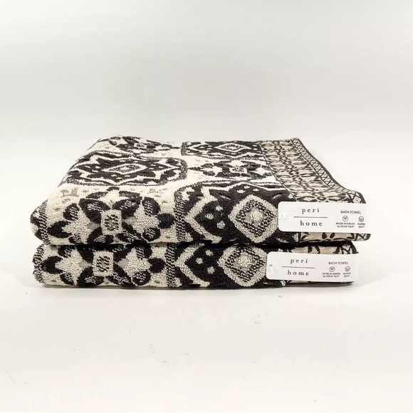 peri | Bath | Peri Home 2 Pck Moroccan Tiles Cotton Black Ivory Terry ...